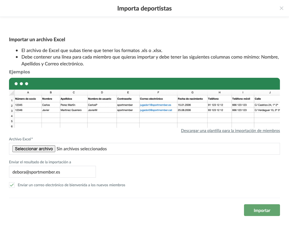 SportMember.es - ¿Cómo importar el listado de miembros con una planilla ...